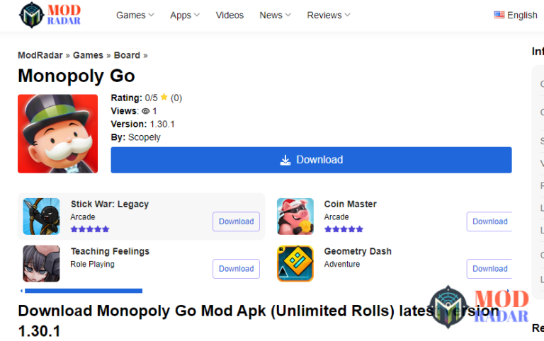 Download Monopoly Go Mod Apk (Unlimited Rolls) Latest Version 1.30.1